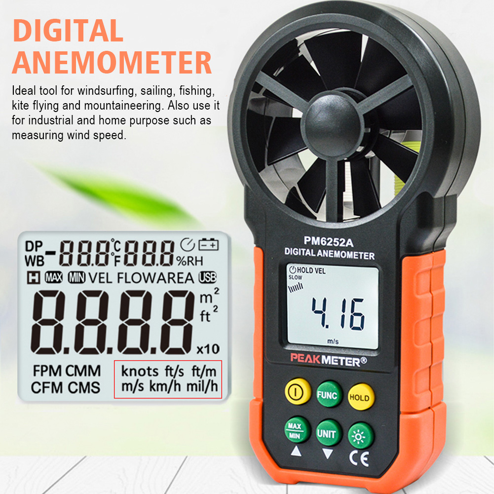 HANDHELD OUTDOOR DIGITAL Anemometer LCD Display Air Volume Measuring ...