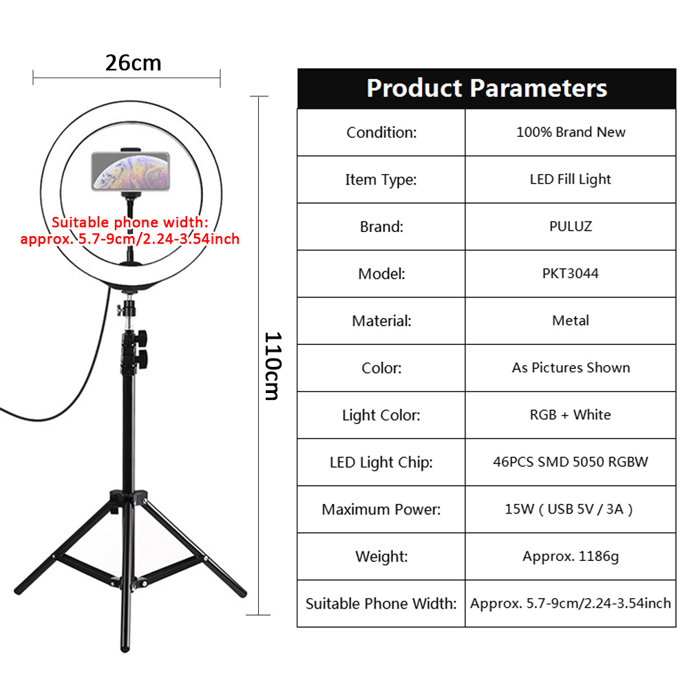 Luce ad anello LED trucco portatile live streaming con supporto per treppiede supporto telefono