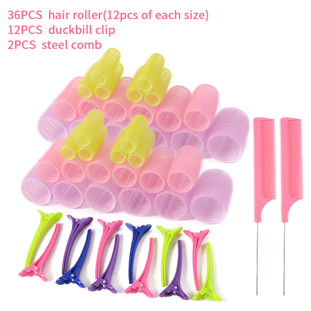 Hair Roller Set With Clips Combs Salon Lazy Hairdressing Styling Self ...
