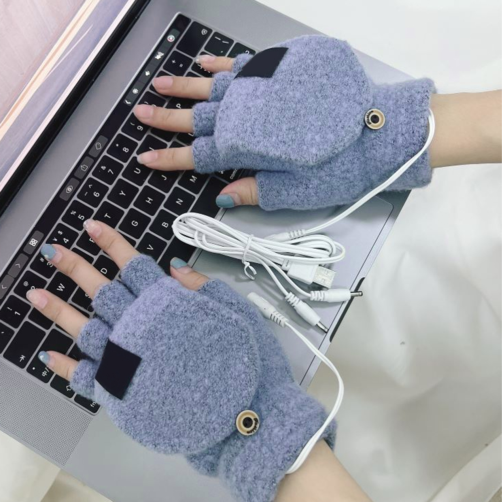 Guanti riscaldati invernali digitazione mezzo dito con flip cover USB guanti riscaldati guanti