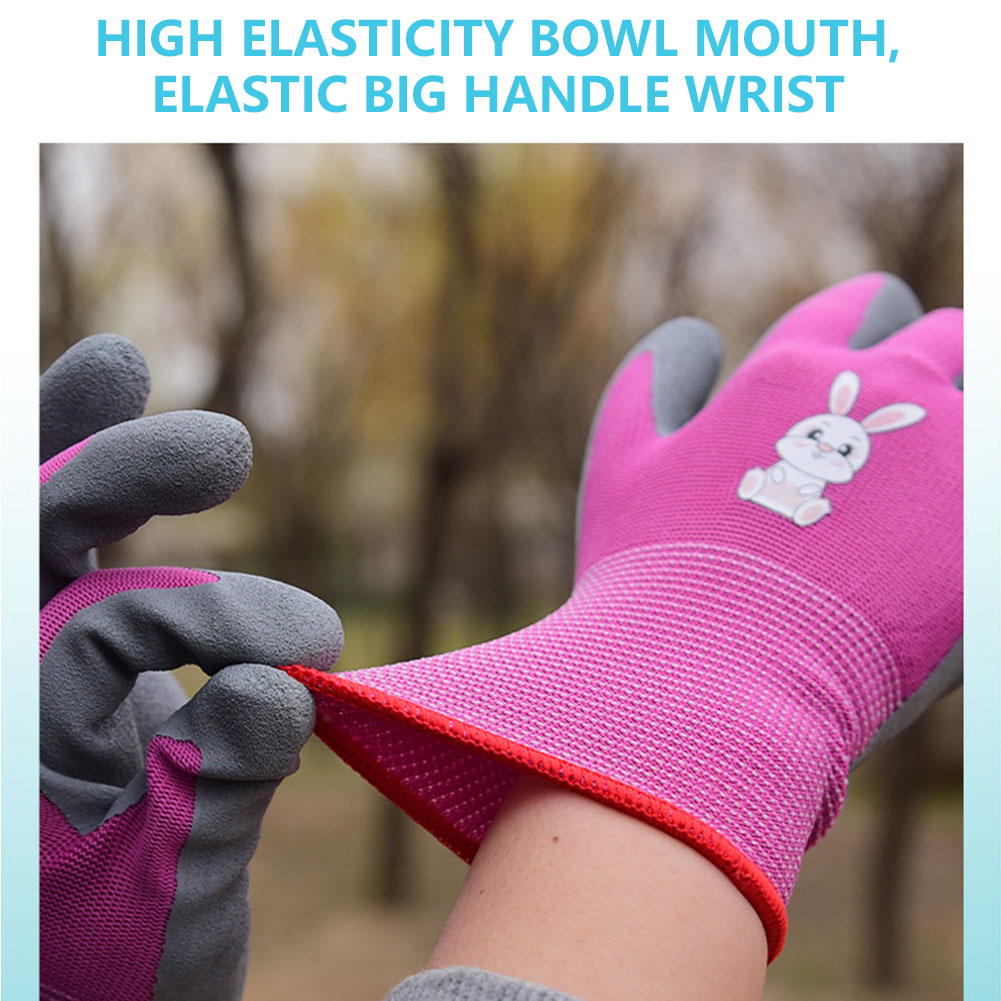 Guanti da lavoro modello cartone animato morbido per bambini schiuma rivestimento in gomma resistenza all'usura