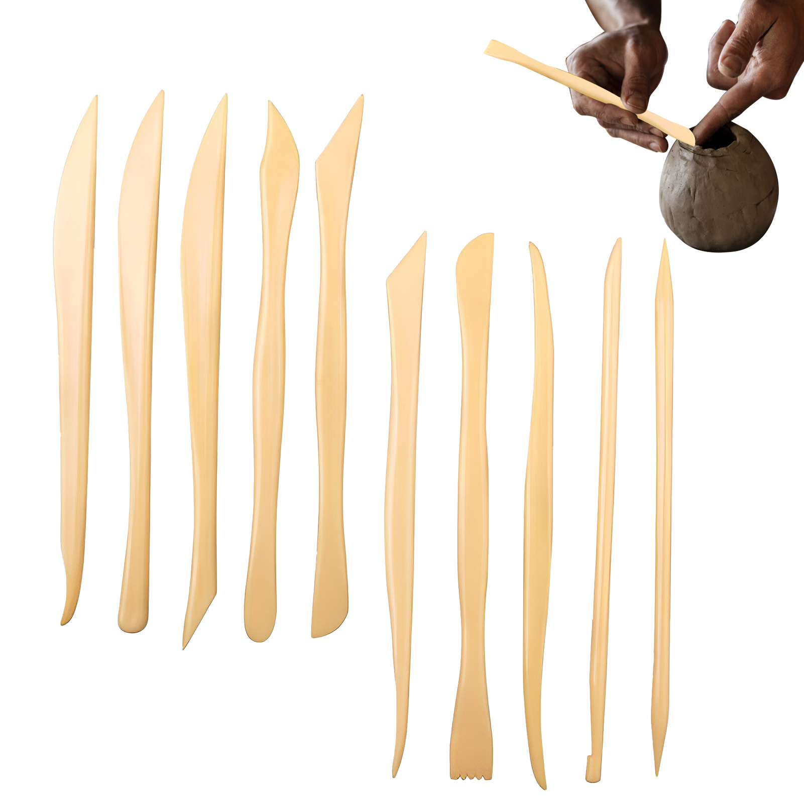 10pcs Art Smoothing Clay Sculpting Tools Double Ended Modelling Ceramic ...