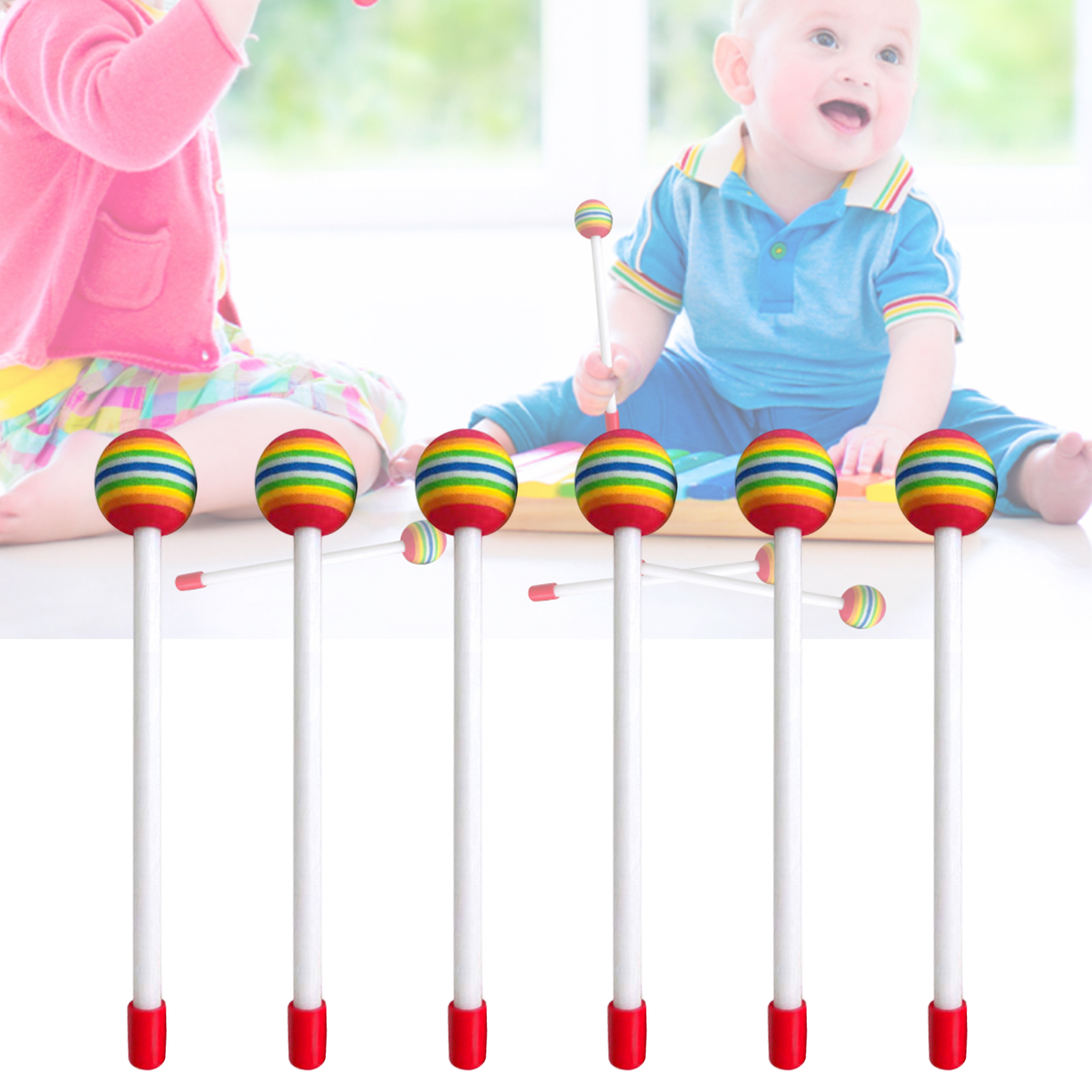 6 Pcs Plastic Drum Stick Child Round Kids Foam Head Comfortable Grip ...