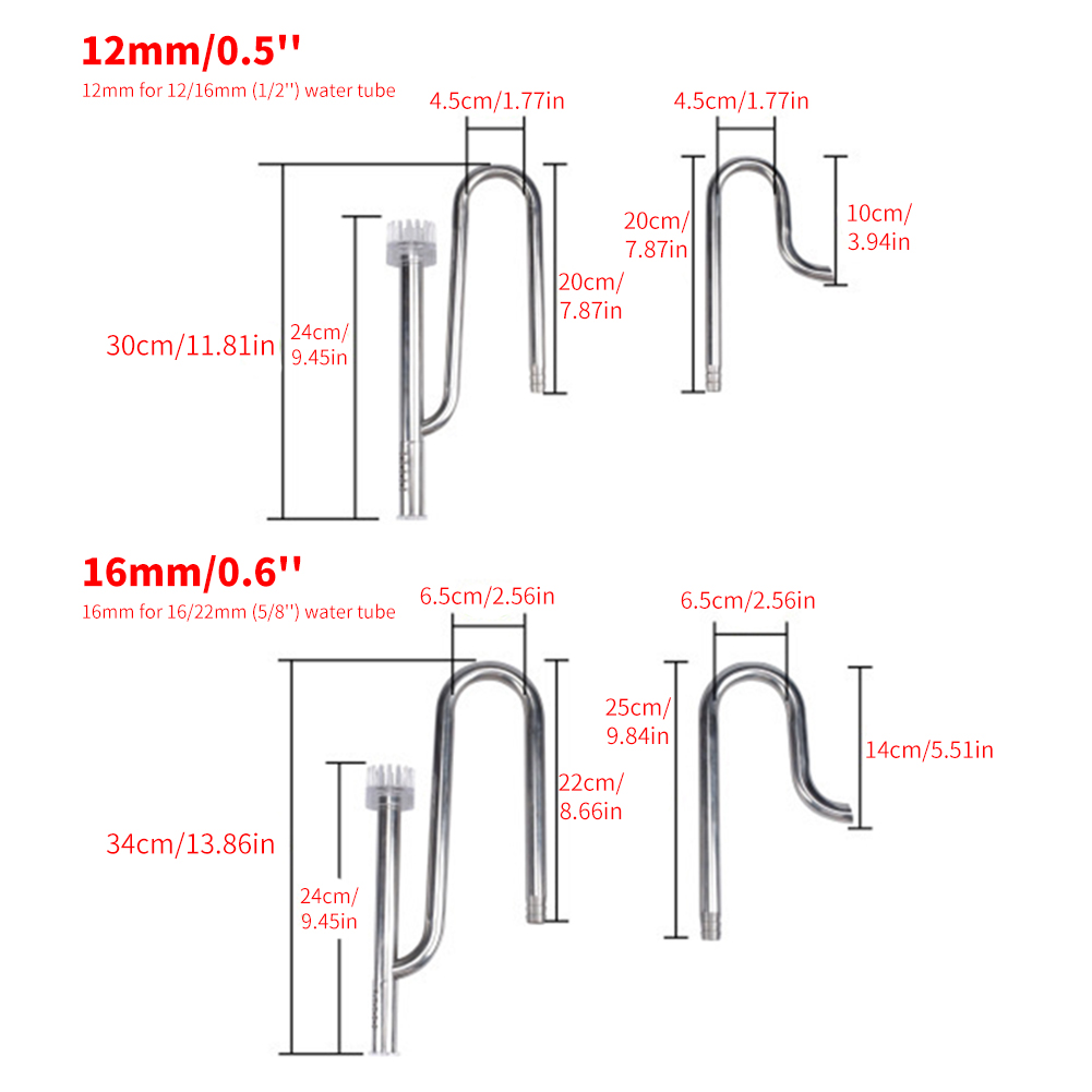 With Surface Stainless Steel Aquarium Fish Tank Inflow Outflow Pipe ...