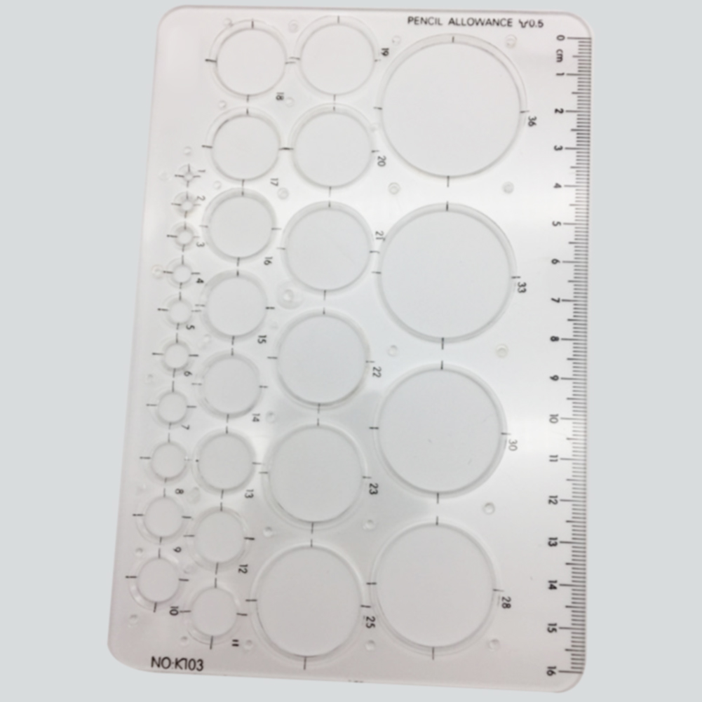 TEMPLATE RULER MEASURING Circle Round Transparent Drawing Drafting 1mm ...