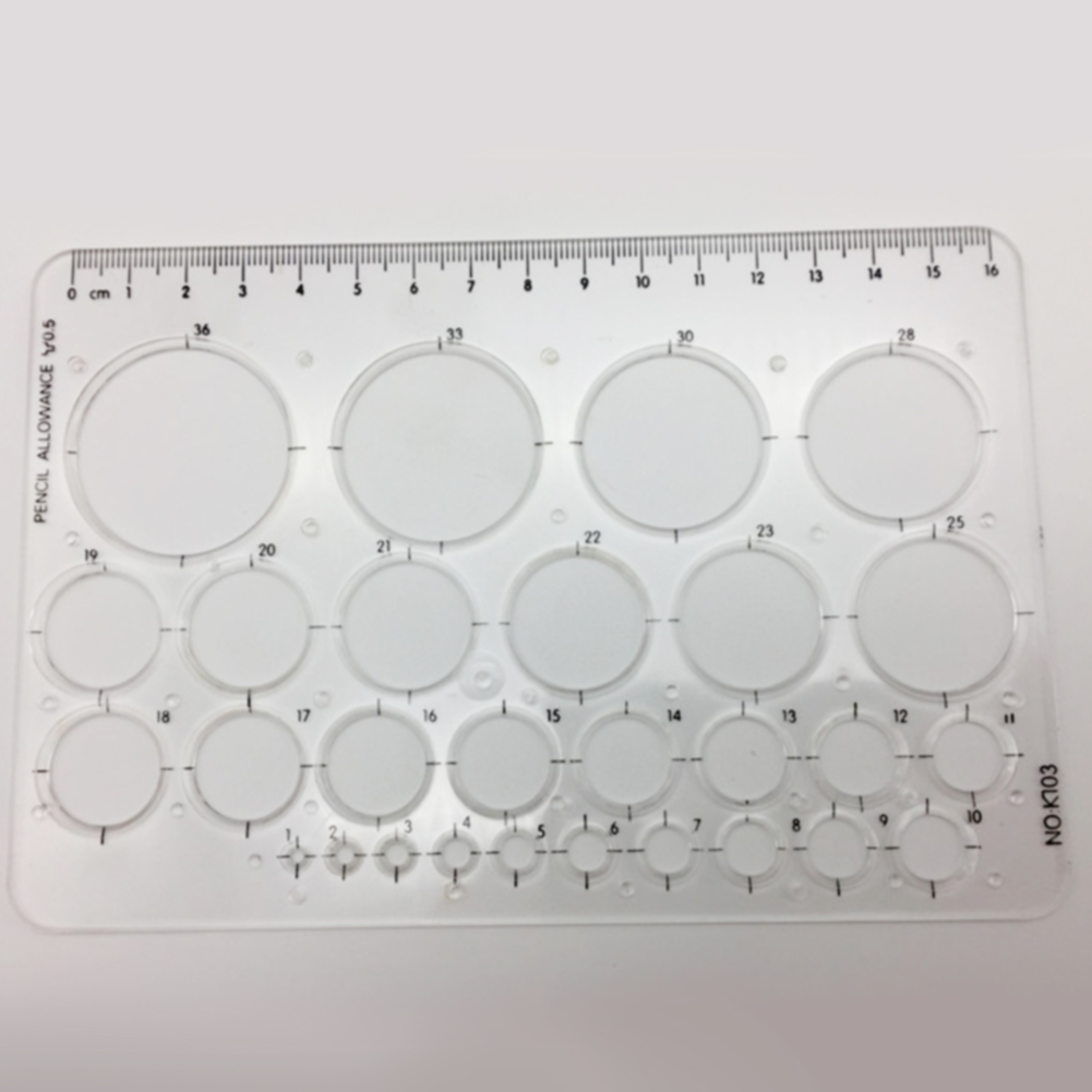 TEMPLATE RULER MEASURING Circle Round Transparent Drawing Drafting 1mm ...