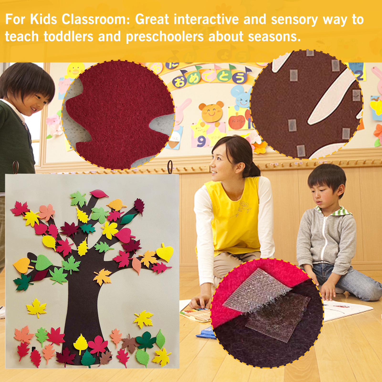 Multifunction Felt Fall Tree Board For Kids Classroom Home Thanksgiving ...