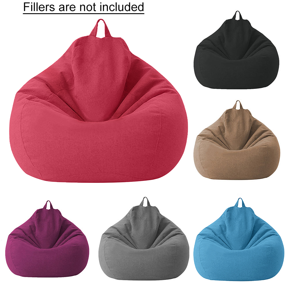 Borsa Fagioli 100x120cm Copertura Divano Cerniera Cotone Lino Senza Riempitivo Lavabile Solido