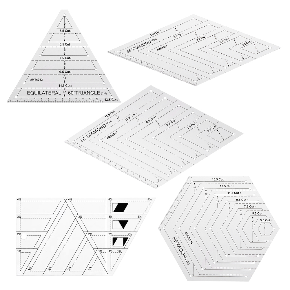 Quilting Ruler Set Professional DIY Sewing Triangle Template Patchwork ...