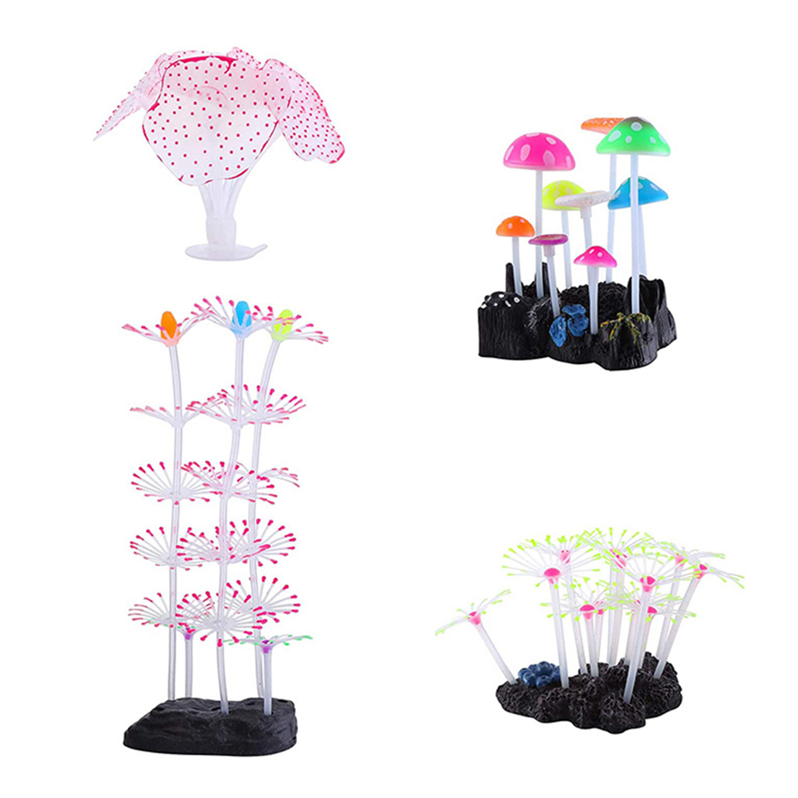 Pianta vasca artificiale acquario decorazione acquatica ornamento silicone incandescente NUOVO