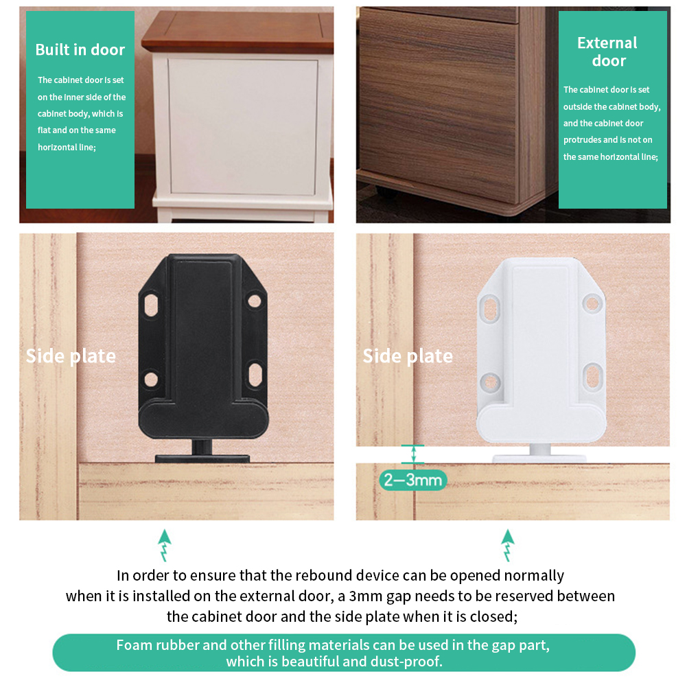 Cabinet Invisible Door Catch For Cupboard Spring Push Internal External ...