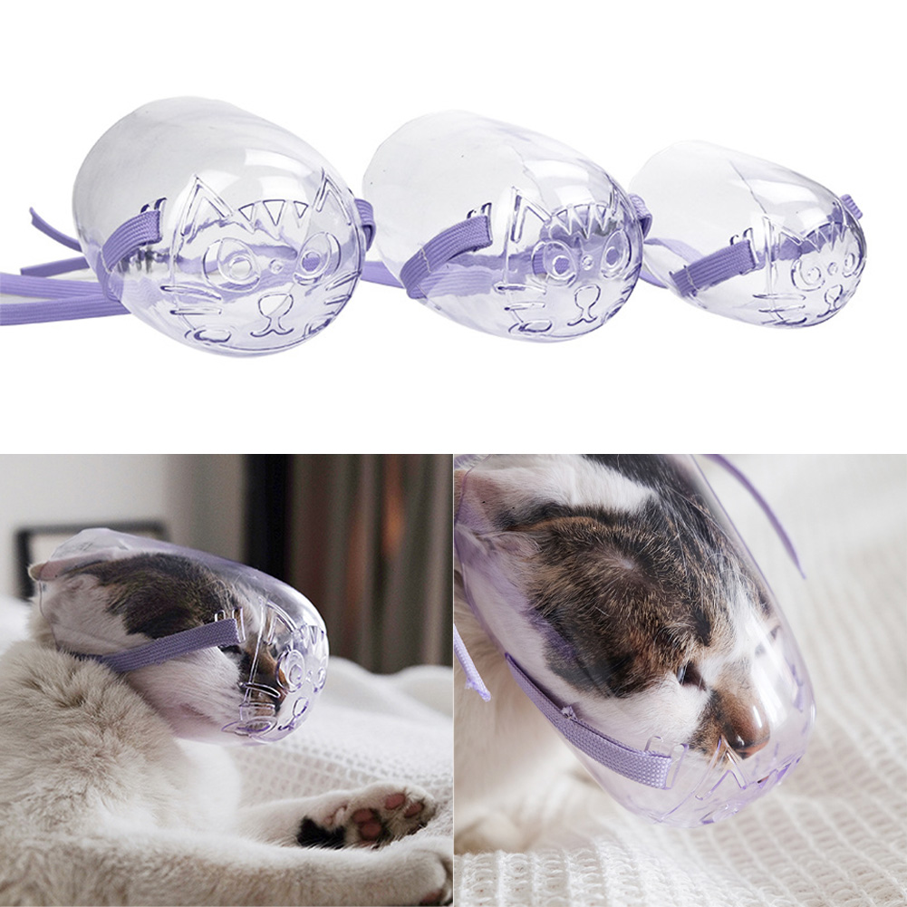 Ritaglio unghie anti morso forniture per animali domestici copertura bocca gatto traspirante trasparente.