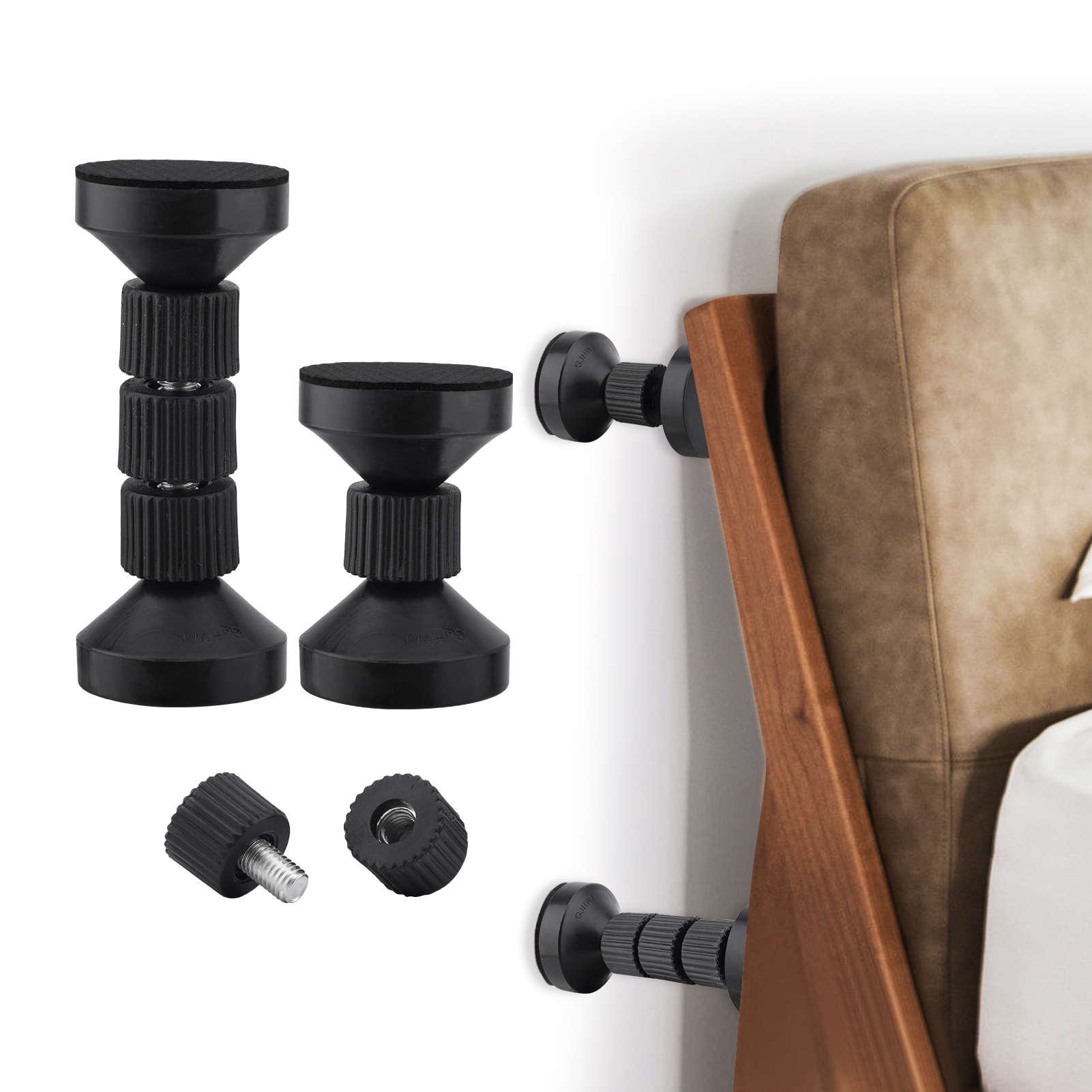 4pcs/set Easy Install Adjustable Threaded Bed Frame Fixer Headboard ...