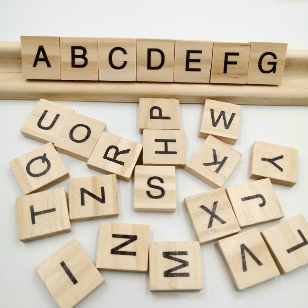 26pcs/set Classroom Wooden Letter Tile English For Crafts Word Complete ...