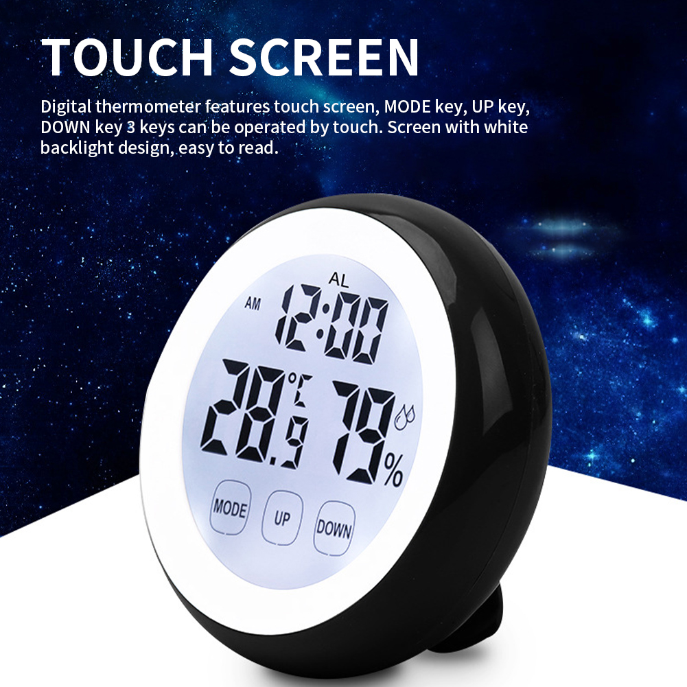 Battery Powered Touch Screen Alarm Clock Digital Thermometer With ...