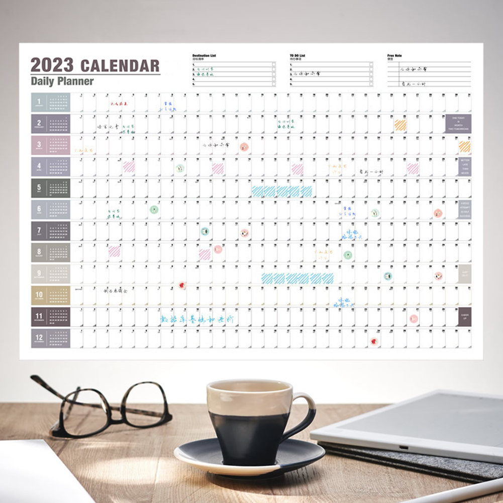 2023 BACKGROUND WALL Planner Year Calendar With Label Sticker For ...