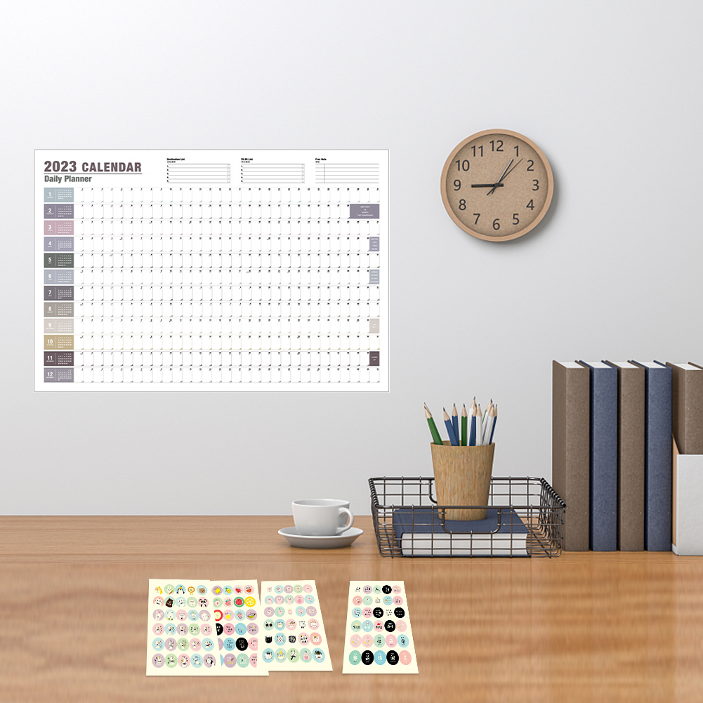 2023 BACKGROUND WALL Planner Year Calendar With Label Sticker For ...