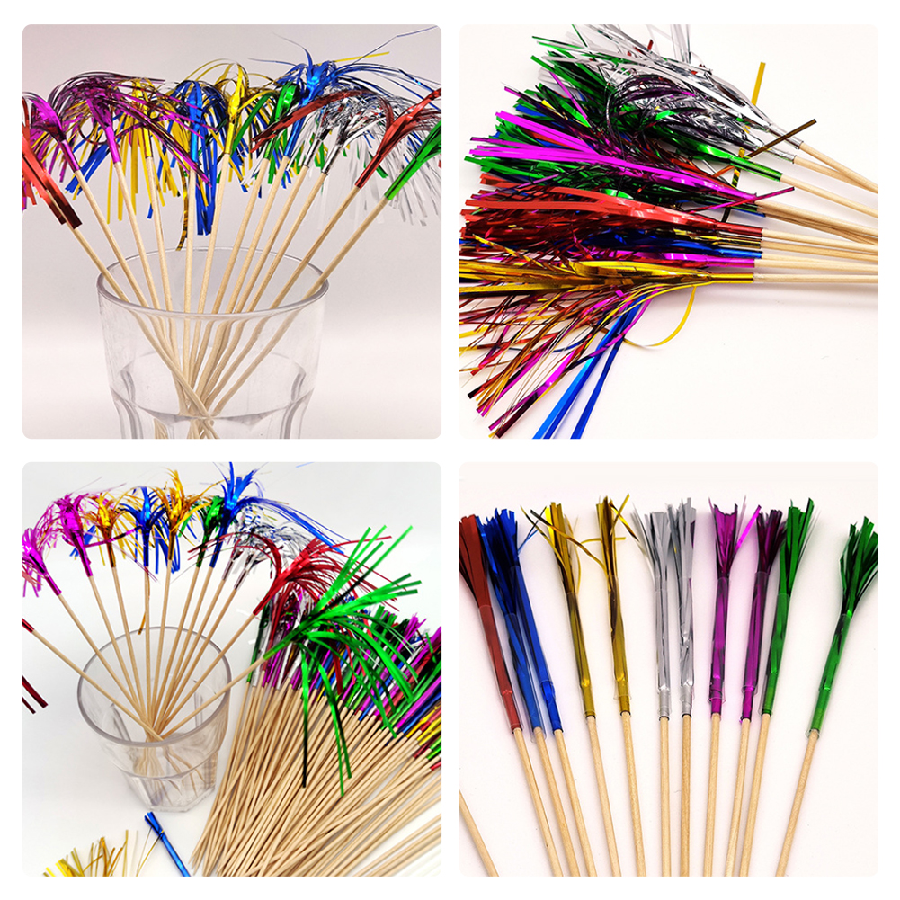 Restaurant Bar Wood Stick Hotel Cocktail Pick Firework Tassel For Drink ...
