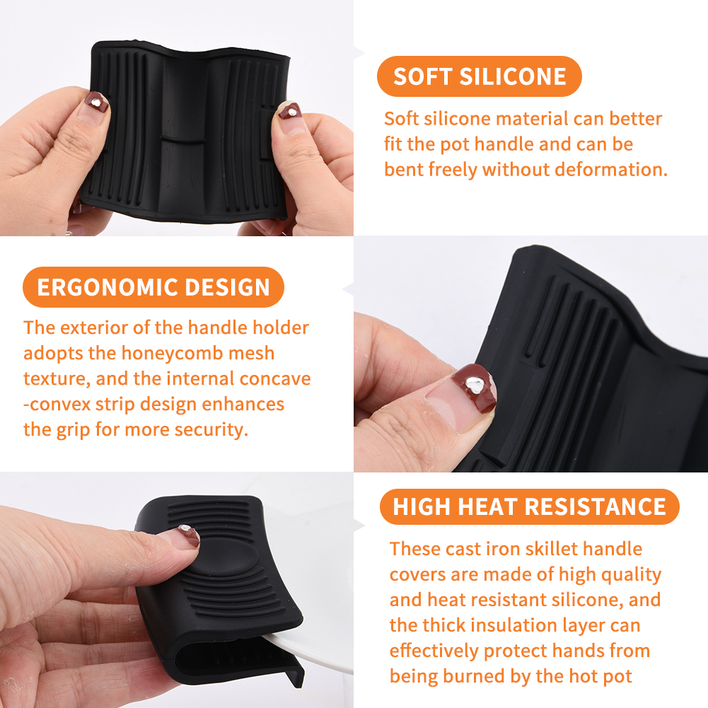 Silicone Pot Handle Sleeve Frying Pans Kitchen Heat Resistant Griddles ...