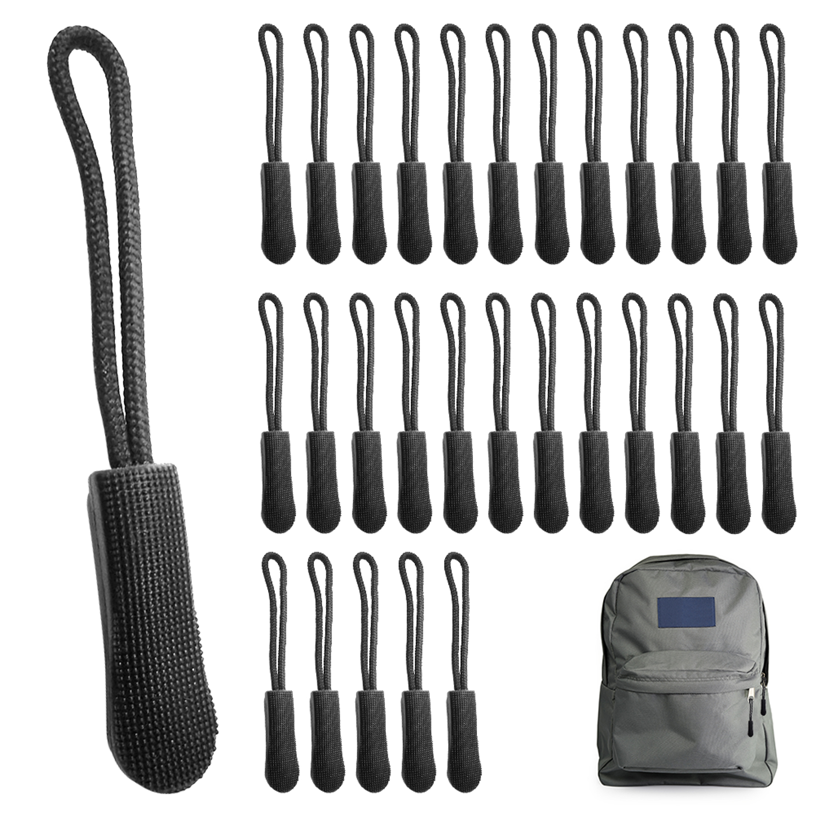 30pcs Daily Plastic Universal DIY For Backpack Zip Tag Cord Pull Zipper ...