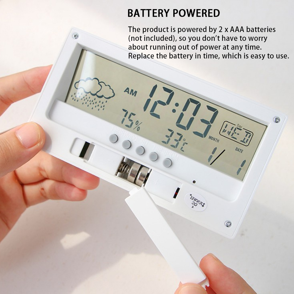 LCD Display Living Room Digital Alarm Clock Rectangle Battery Powered ...