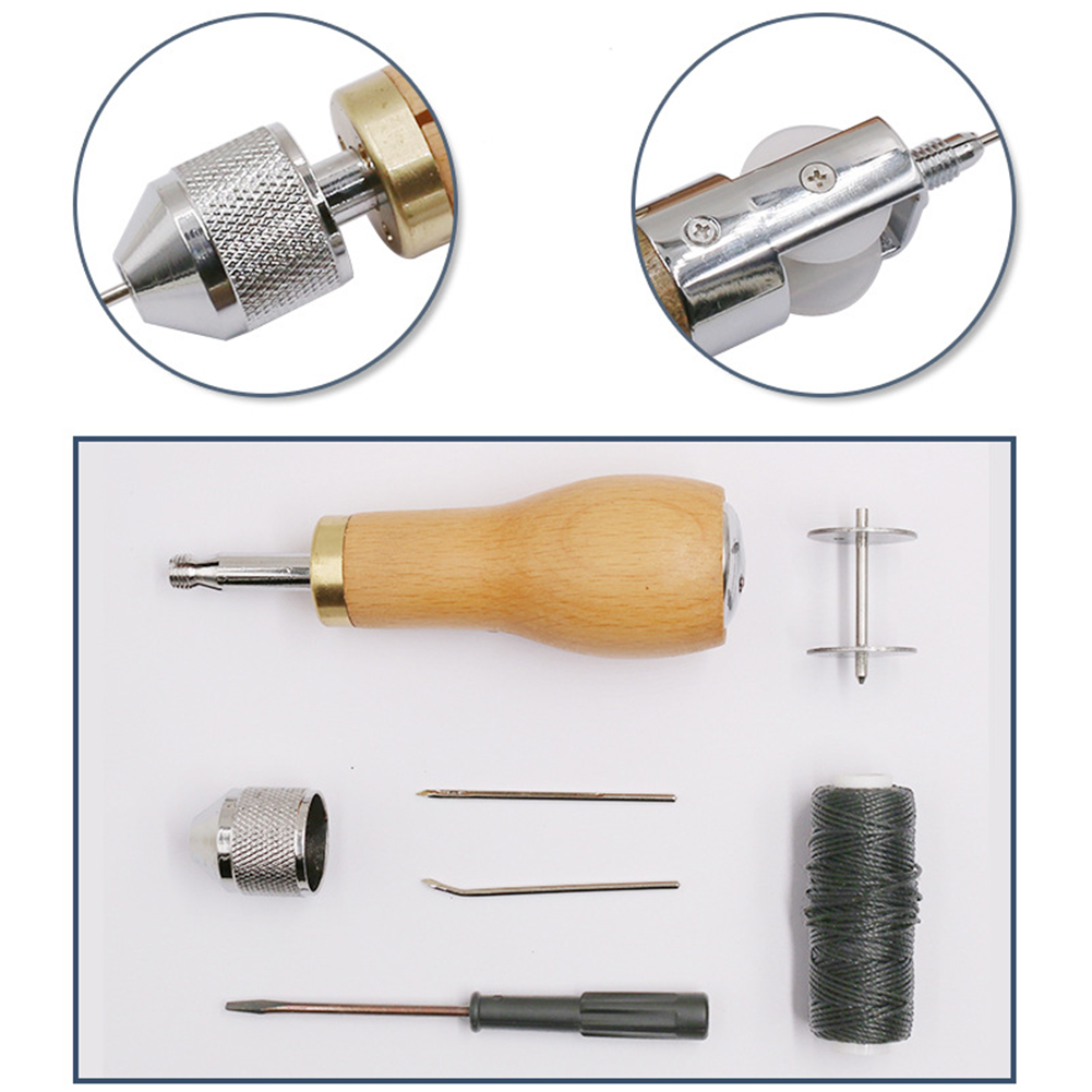 3pcs Waxed Thread Accessories Hand Tool Leather Sewing Kit With Awl ...