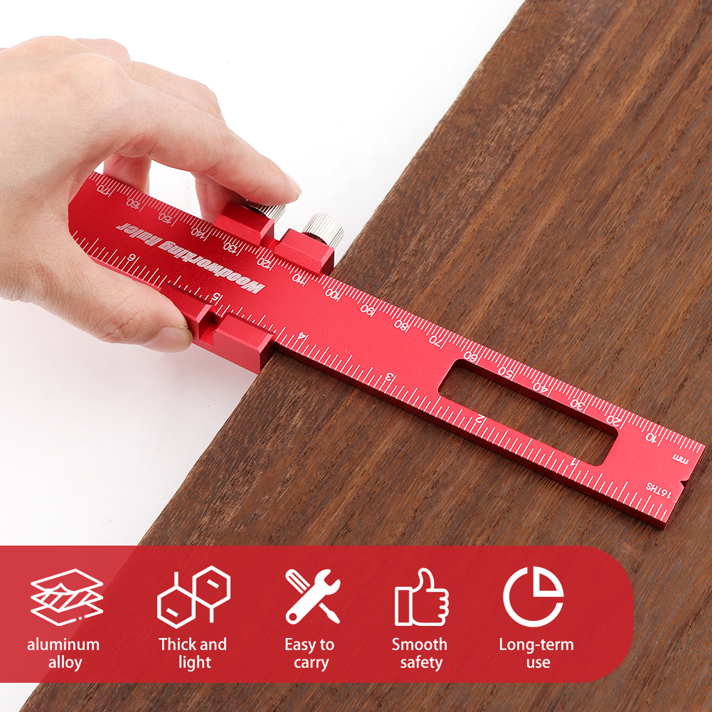 3pcs T Square Aluminum Alloy Inch Metric Measure Tool Woodworking Ruler ...