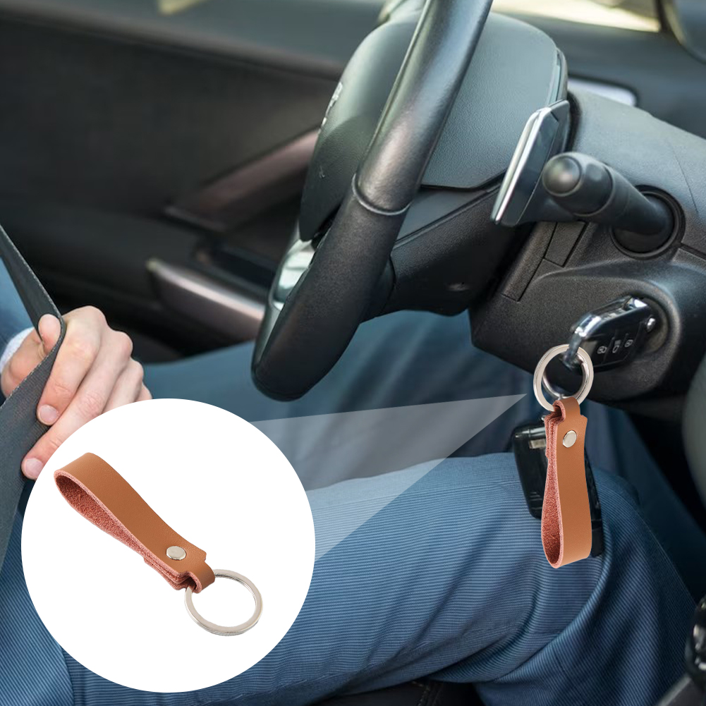 4pcs Women Men Gift Daily Faux Cowhide DIY Anti Lost Key Ring Solid ...