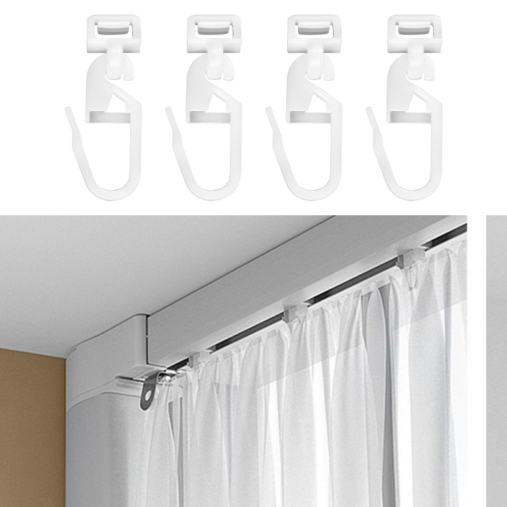 100pcs 34mm With Pleat Hook Effortless Removable Plastic Curtain Rail ...