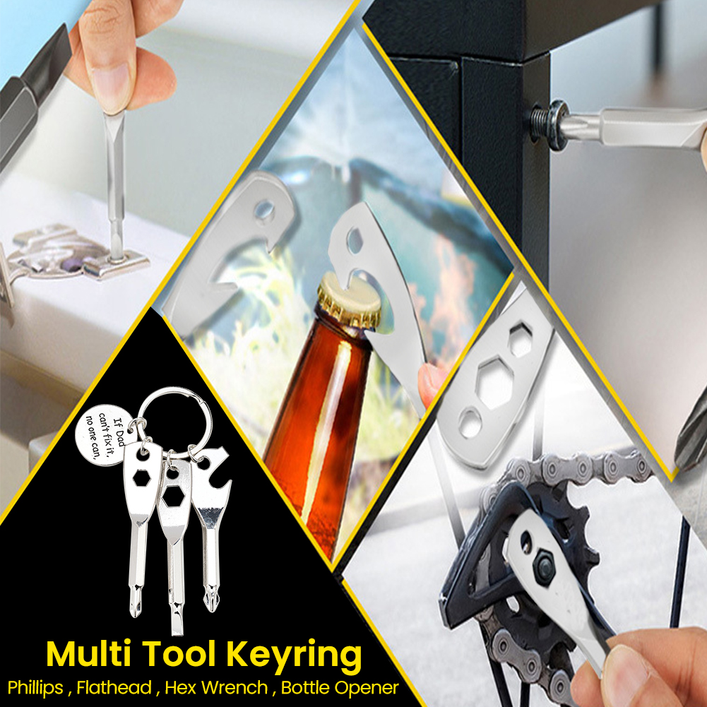 Men EDC Bottle Opener Multi Tool Keyring Stainless Steel DIY 3 In 1 Portable | eBay