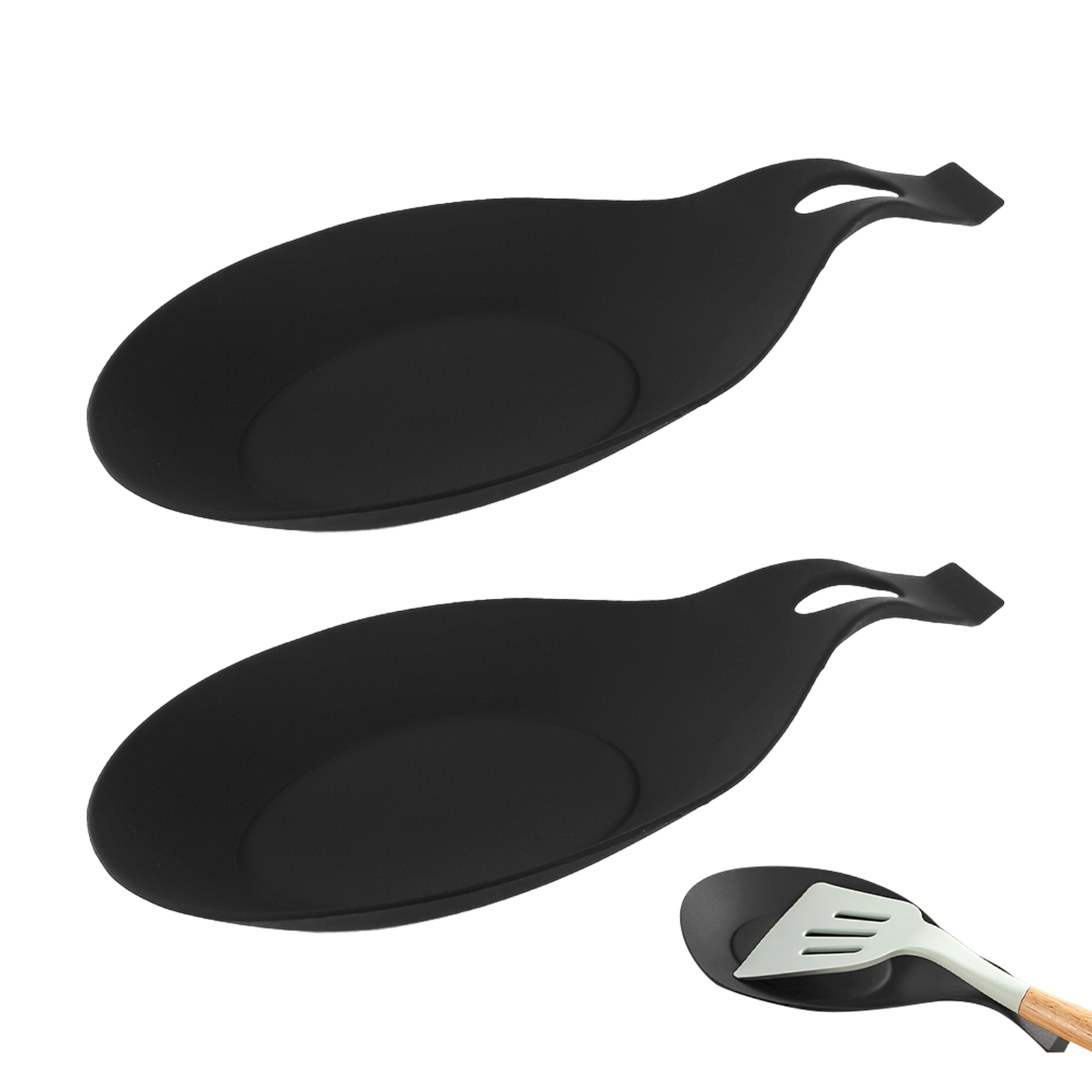 2pcs Tongs Kitchen Utensil TPE Holder Tidy Spoon Rest Cooking ...