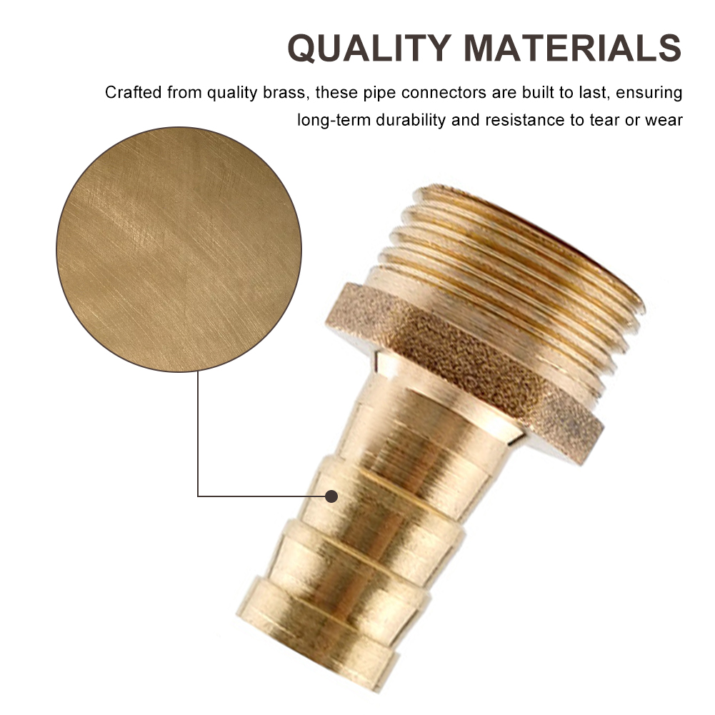 5pcs Outdoor Plumbing Gold 10mm G3/8 Brass Barbed Pipe Connector Repair ...