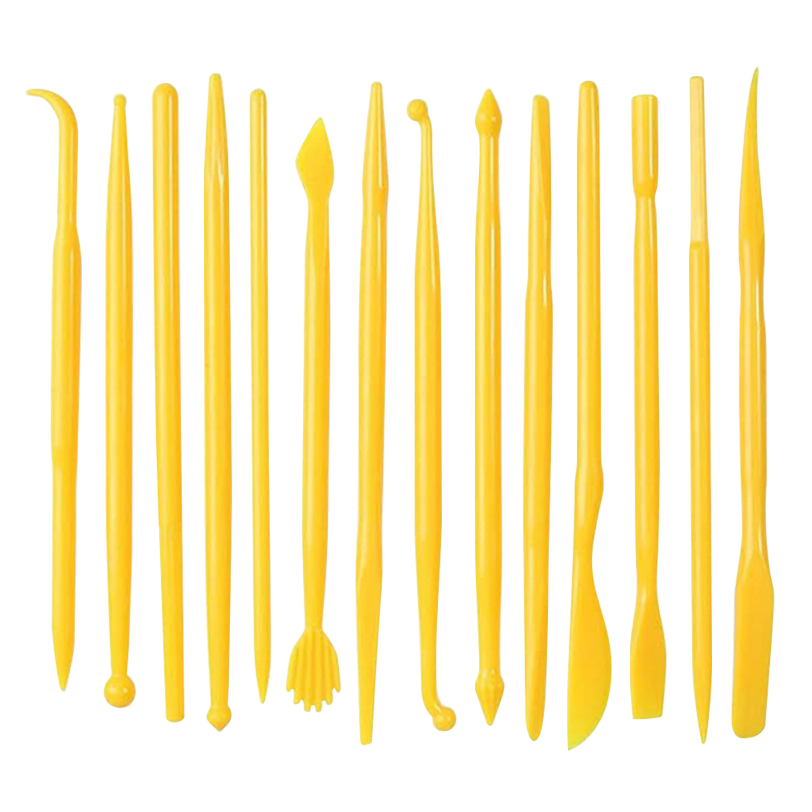 14PCS YELLOW PLASTIC Polymer Modeling Clay Tool Set PotteryDouble Ended ...