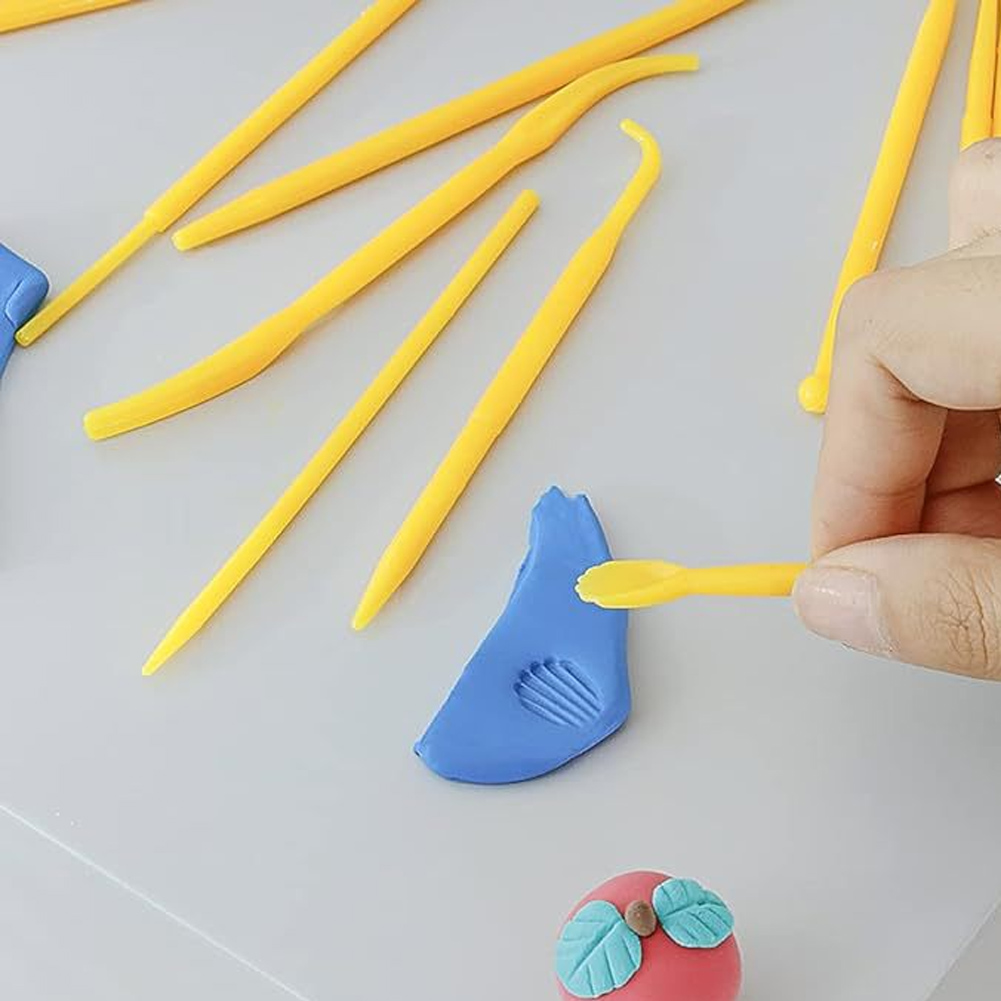 14PCS YELLOW PLASTIC Polymer Modeling Clay Tool Set PotteryDouble Ended ...