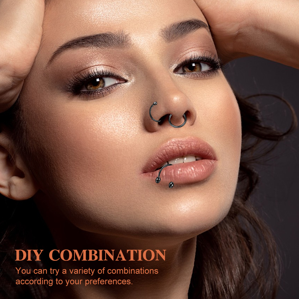 12pcs Women Men Stainless Steel Helix Hoop Fashion Body Jewelry 8 10mm