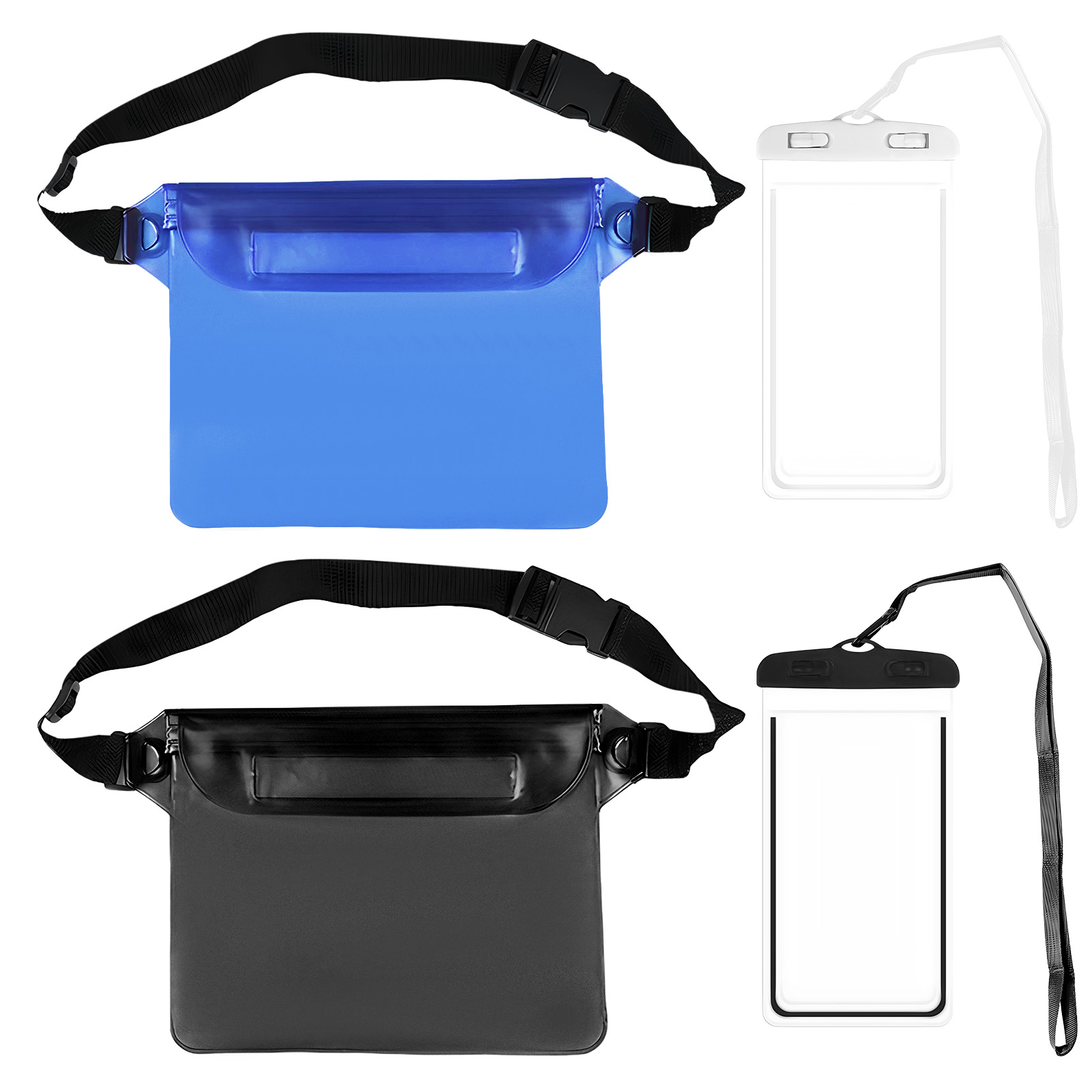 4pcs/set Fishing Waterproof Pouch Cosmetic With Waist Strap PVC Phone ...