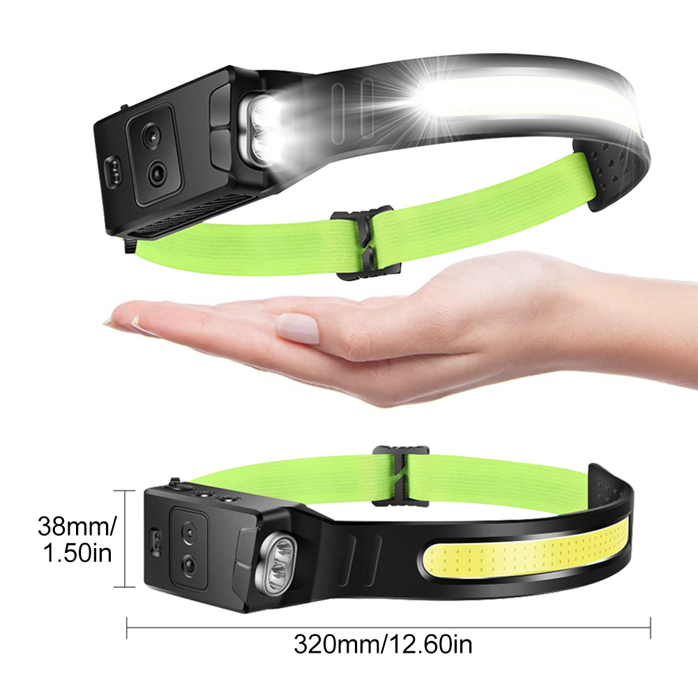 Wave Induction Adjustable Strap Rechargeable Headlamp Wide Beam Super ...
