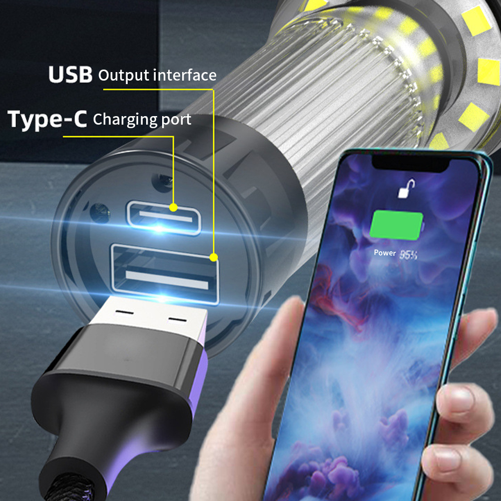 Emergency LED Torch Magnetic Base Super Bright USB Rechargeable Camping ...