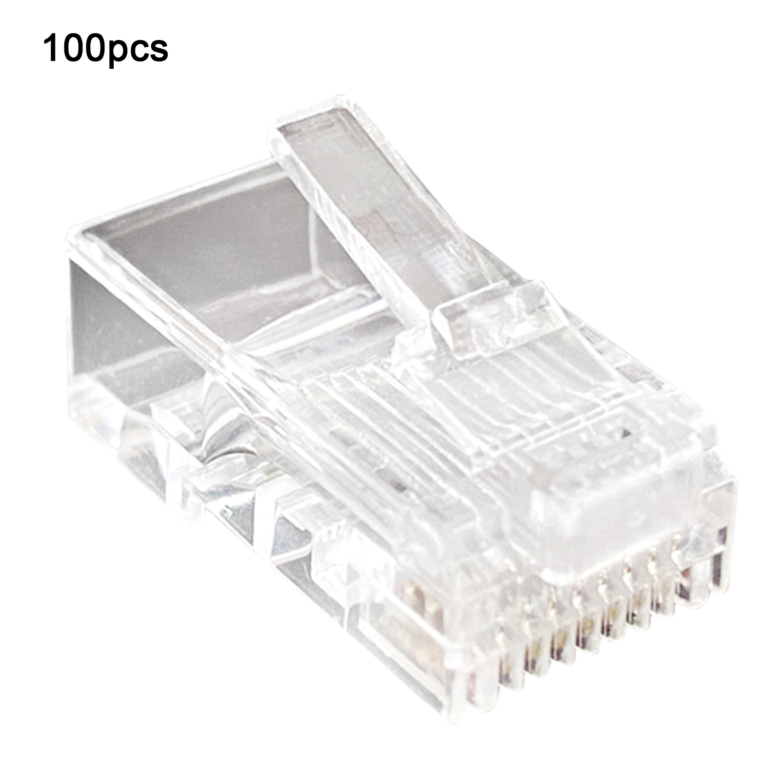 100pcs With Load Bar RJ45 Interface Transparent Gold Plated Ethernet ...