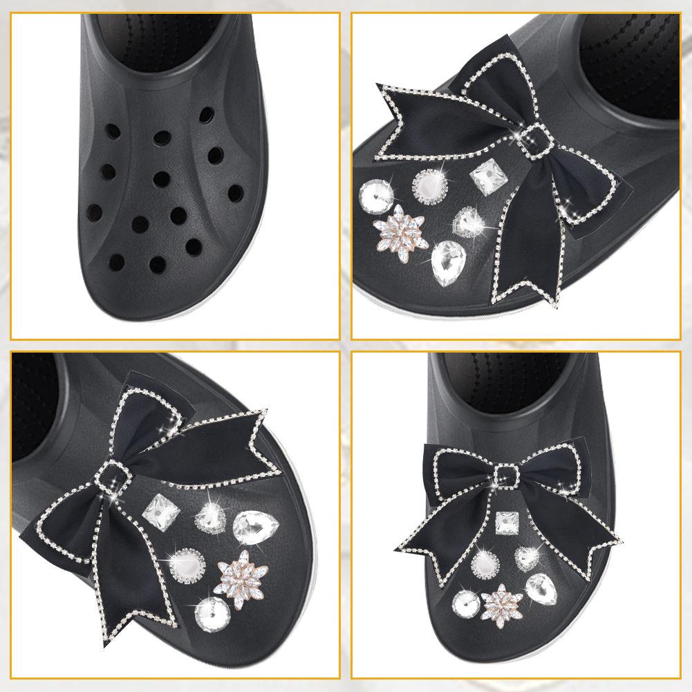 Set Ciondolo Scarpe Donna Fiore di Perla Fiocco Strass Per Intasamento Sandali Regalo Trendy