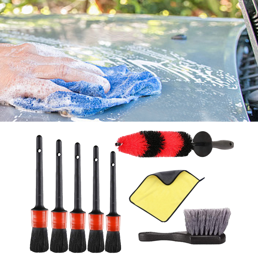Set spazzole dettagli motore di pulizia auto cerchio riutilizzabile interno esterno