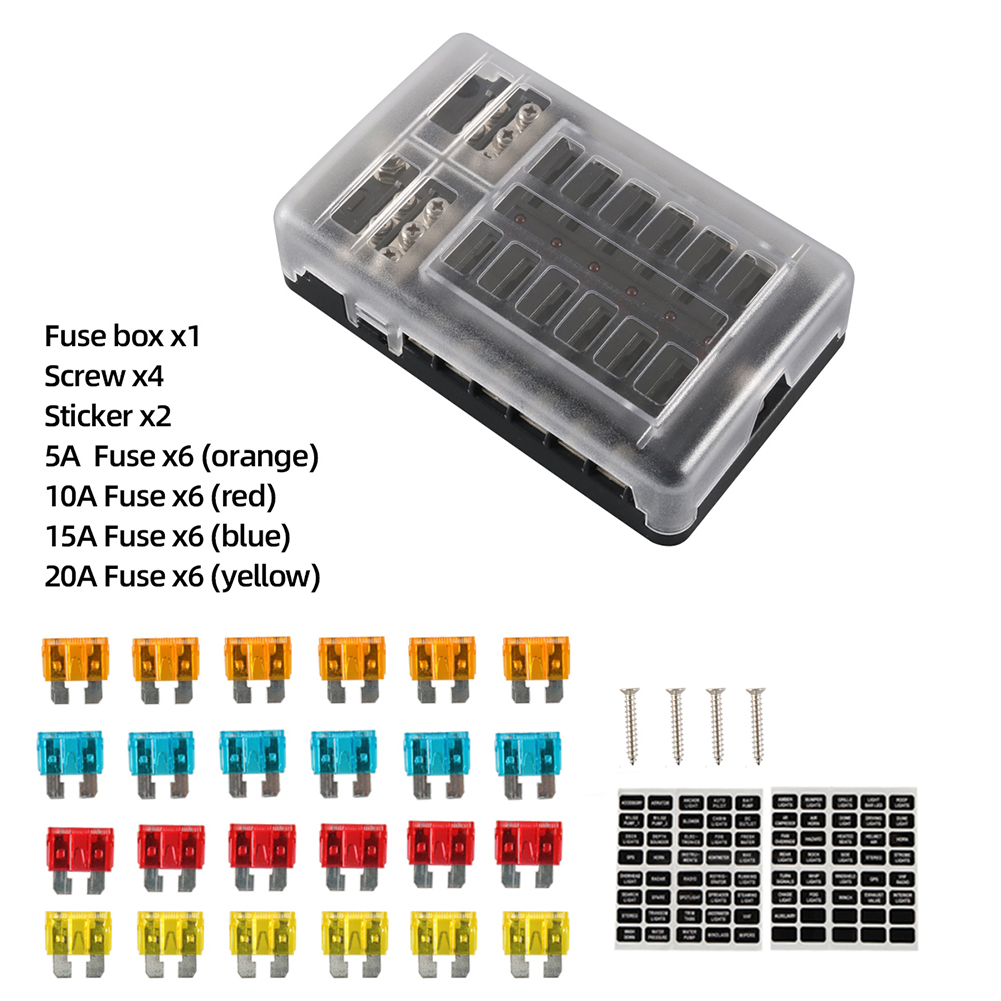 Protezione 12 vie con indicatore luminoso LED accessori blocco fusibili professionale