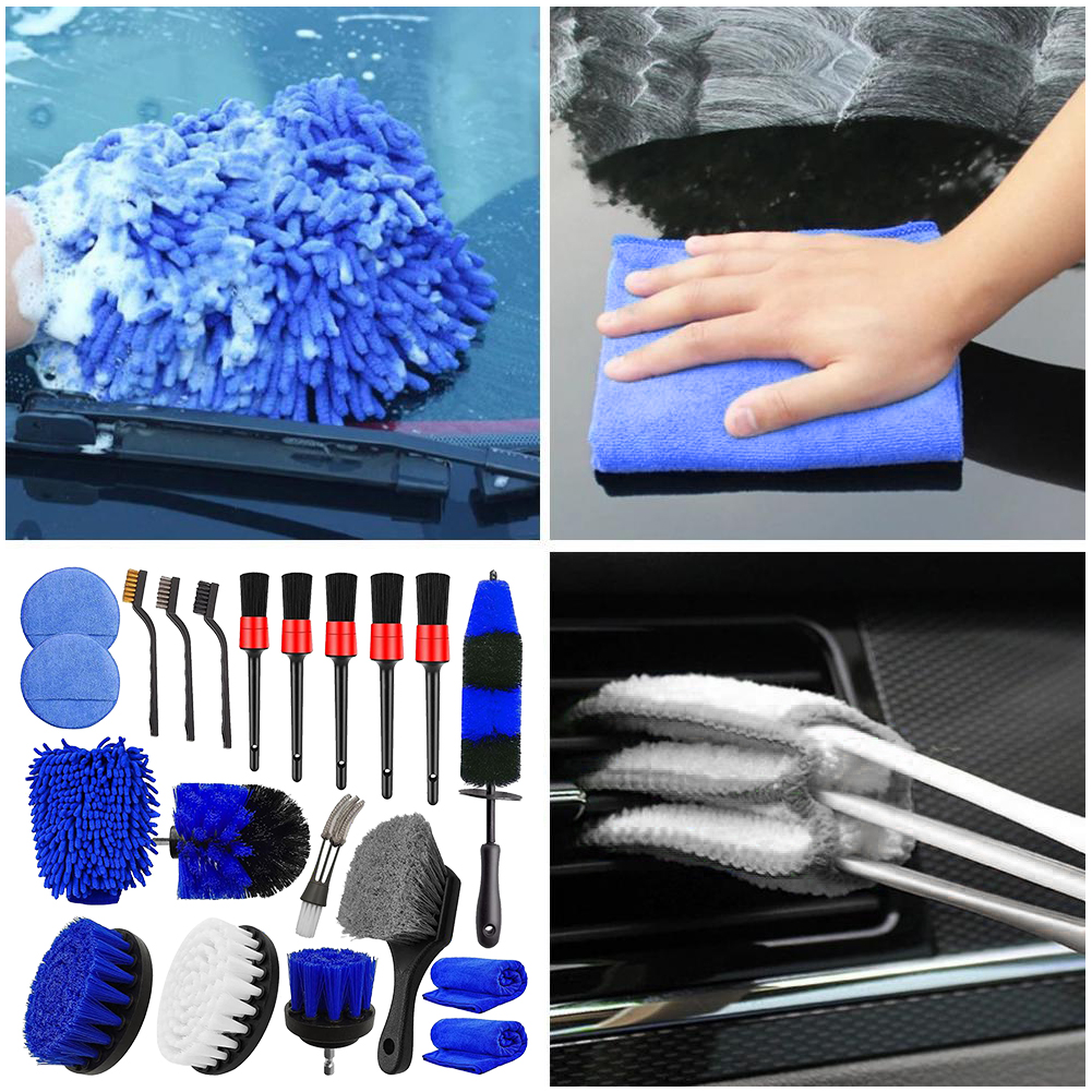 20 pz set spazzole ruote auto trapano emblema professionale pulizia pneumatici