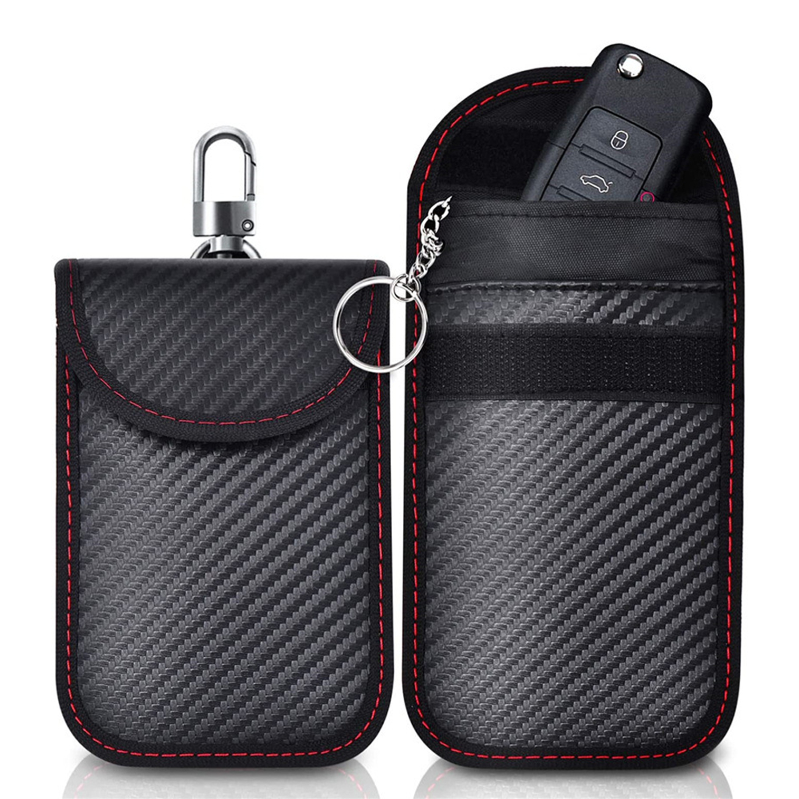 3 pz custodia di sicurezza Faraday per chiave auto fibra di carbonio pelle blocco segnale