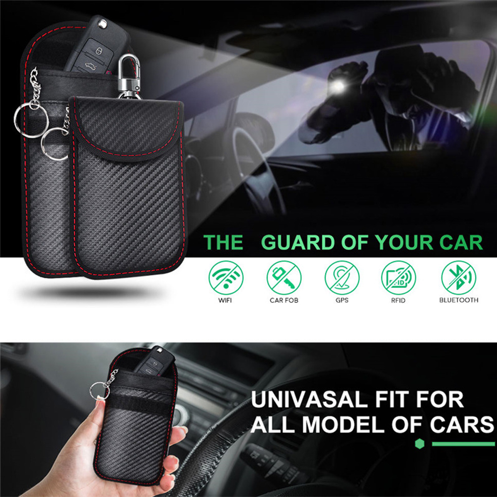 3 pz custodia protettiva segnale in pelle fibra di carbonio per chiave auto Faraday